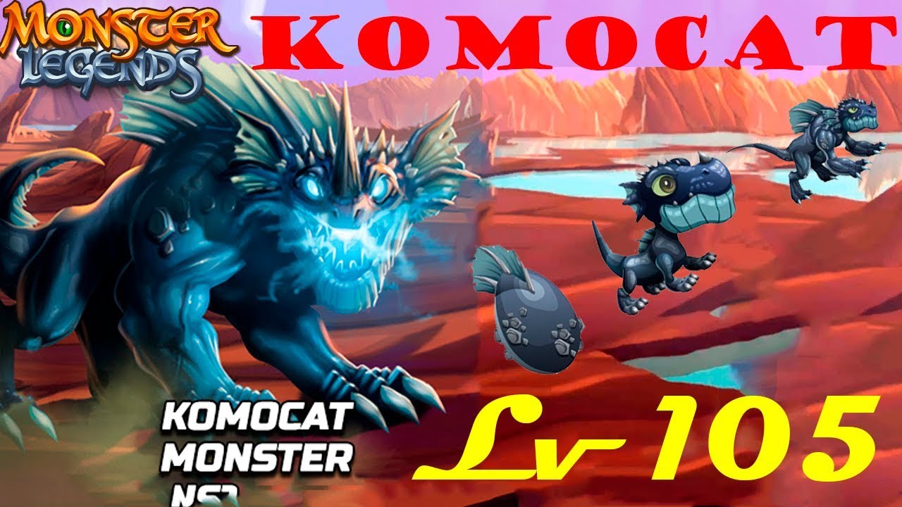 Komocat прокачка 1-105 уровень Редкий монстр на Monster Legends - YouTube