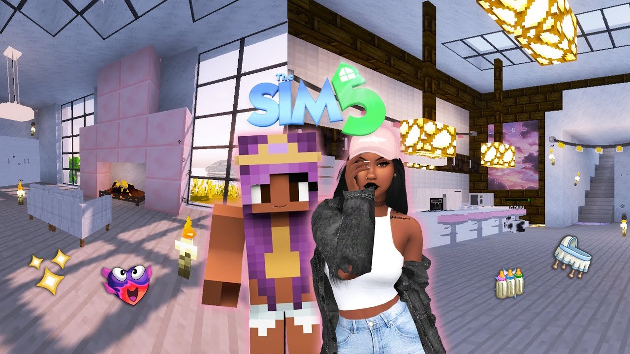 The SIMS in MINECRAFT | Pink Mansion Tour - YouTube