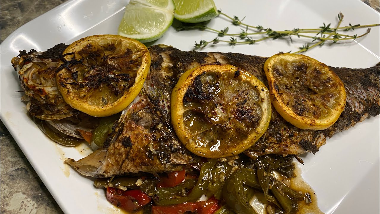 Oven Baked Red Snapper (Caribbean style) #CookingWithTheDoll - YouTube