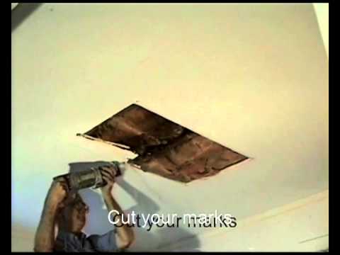 Replace damaged sheet-rock or drywall on the ceiling - YouTube