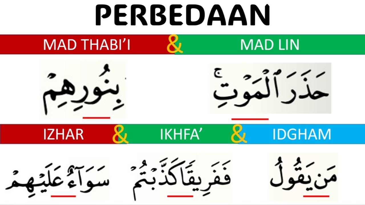 PERBEDAAN MAD THABI, MAD LIN, IZHAR, IKHFA' DAN IDGHAM - YouTube
