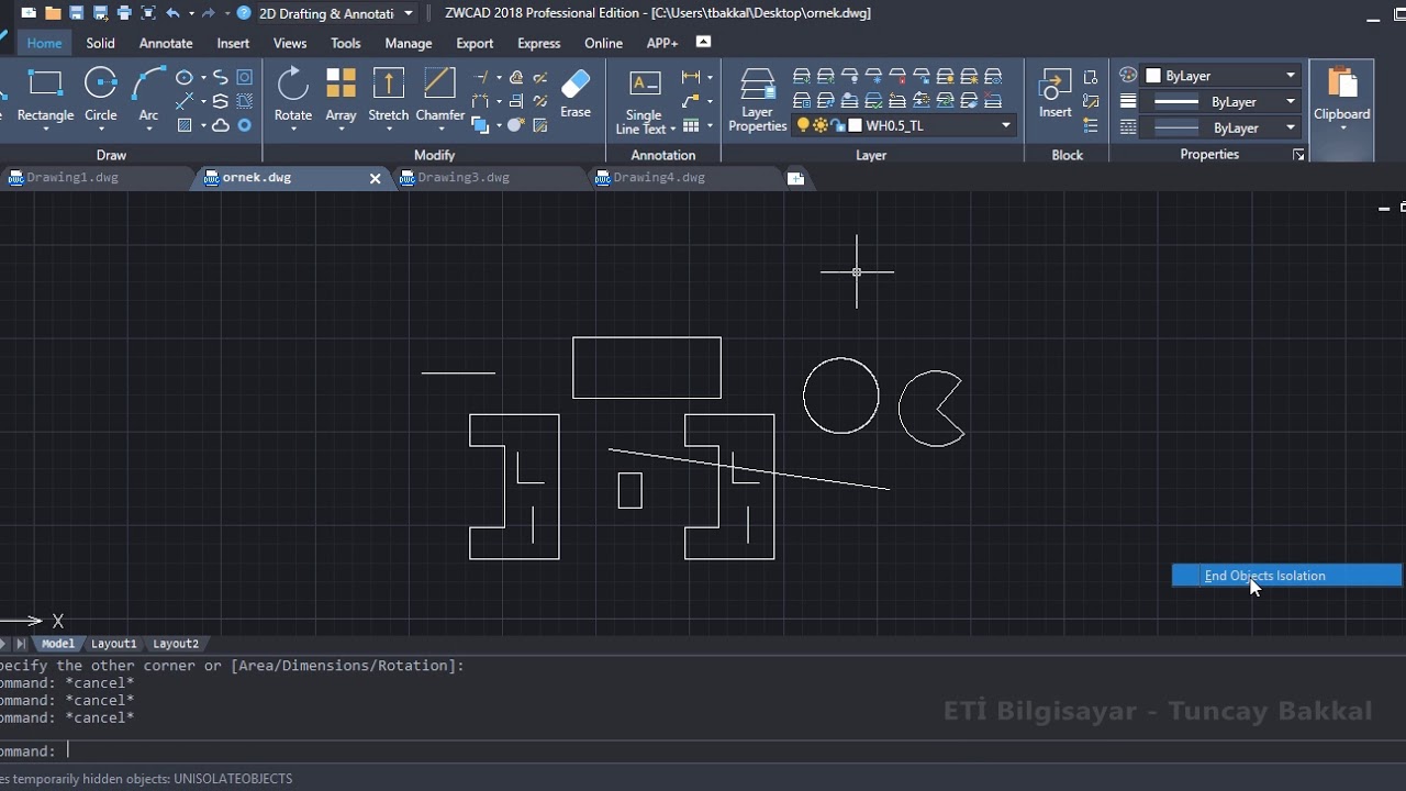ZWCAD 2018 EĞİTİM VİDEOLARI...İsolate object - YouTube