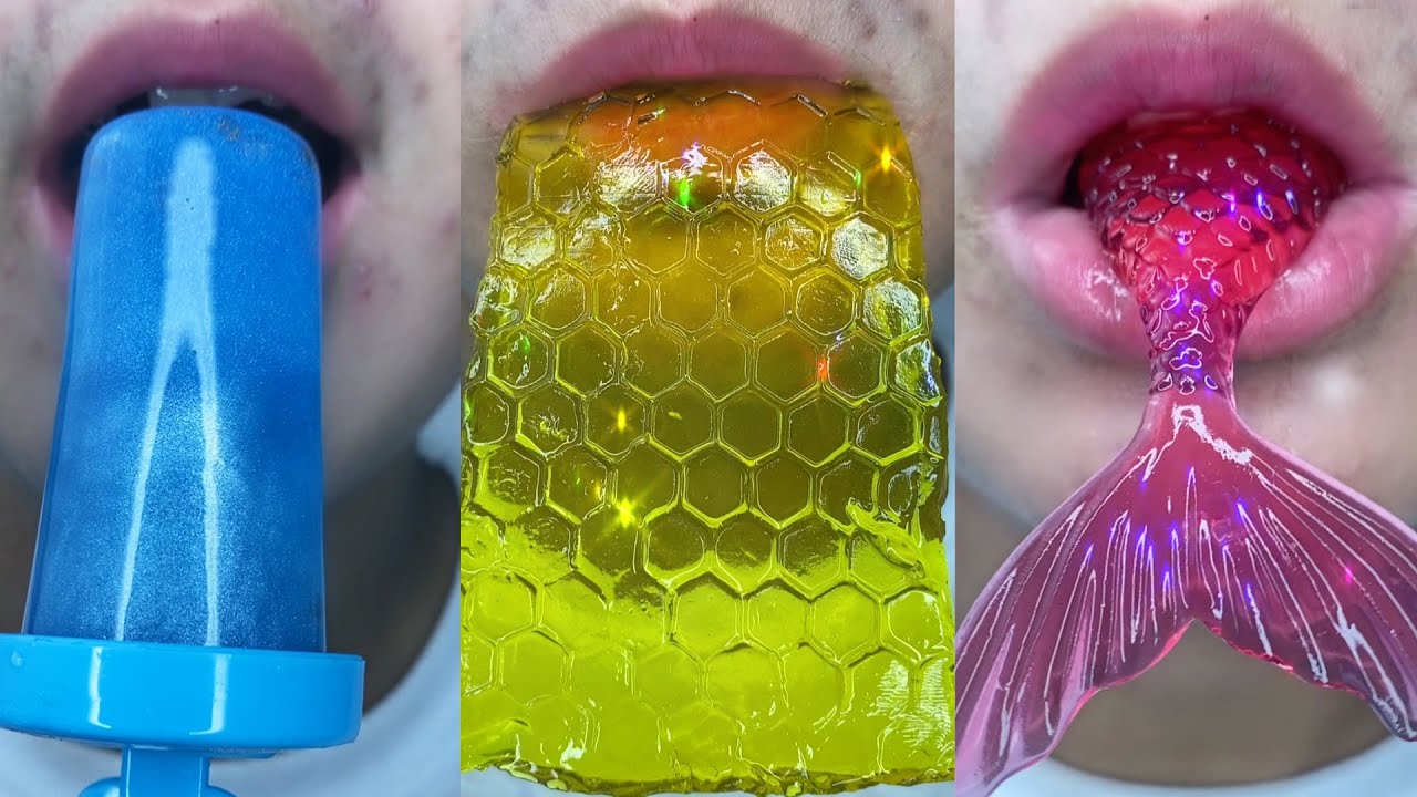 ASMR CUTE SEA CREATURE JELLY SNACKS 마시멜로우 디저트 먹방 eating sounds - YouTube