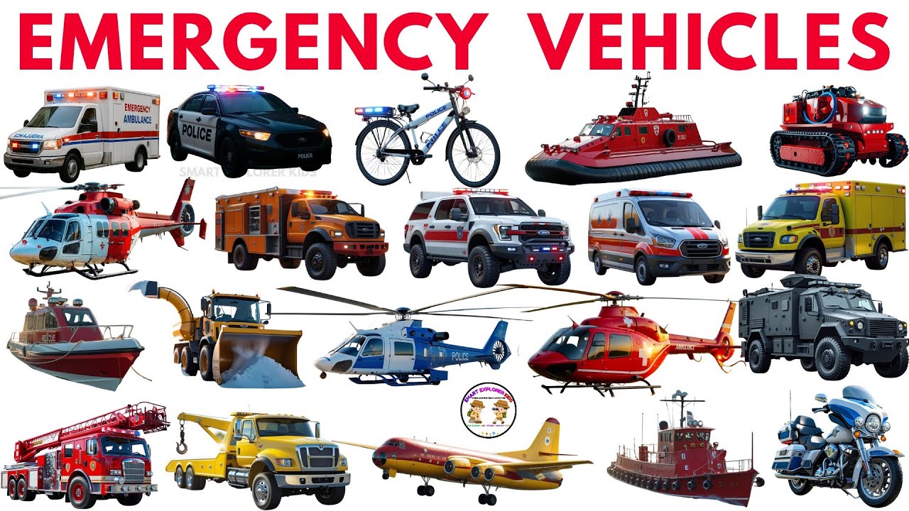 Emergency Vehicles | Emergency Vehicles for Kids Police Car, Fire Truck ...