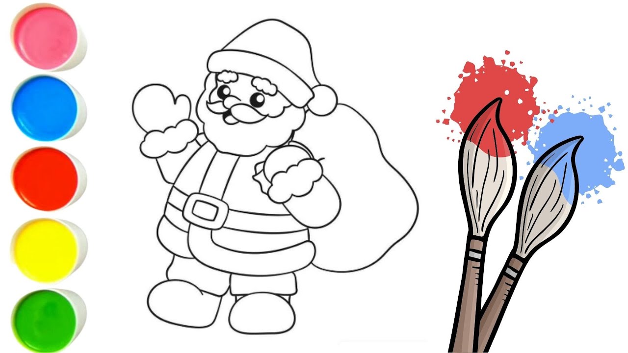 Santa Claus With Sack Drawing and Coloring | Easy Christmas Drawing and ...