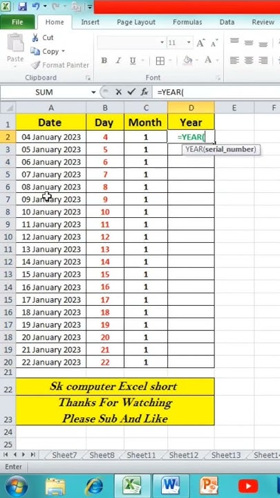 Quickly Split Date Into Year Month And Day In Excel Excel Computer Excelcourse Shorts