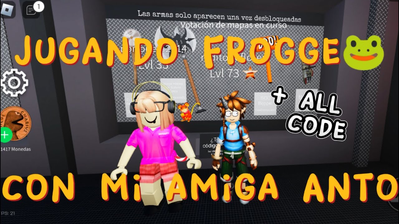 JUGANDO FROGGE CON MI AMIGA ANTONELLA + WEAPON CODES - YouTube