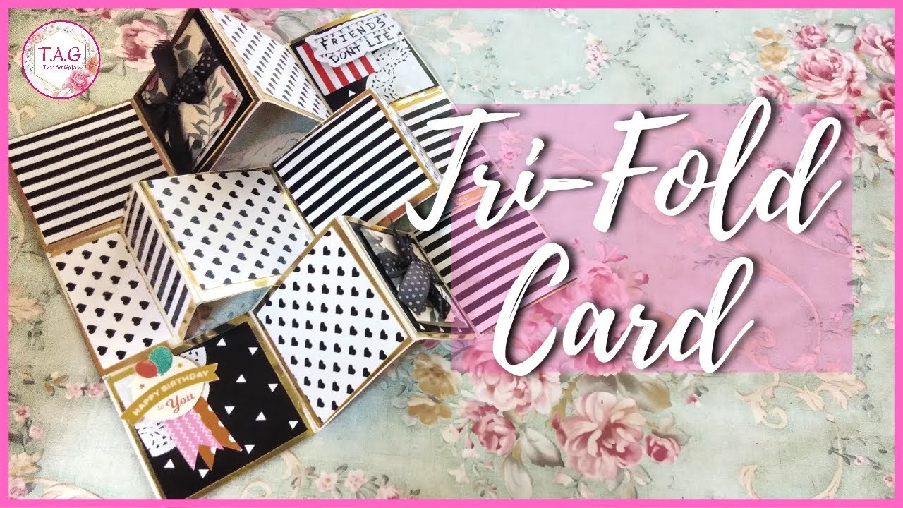 How to Make Tri fold Card | Easy Tri Fold Card | #TAG59 - YouTube