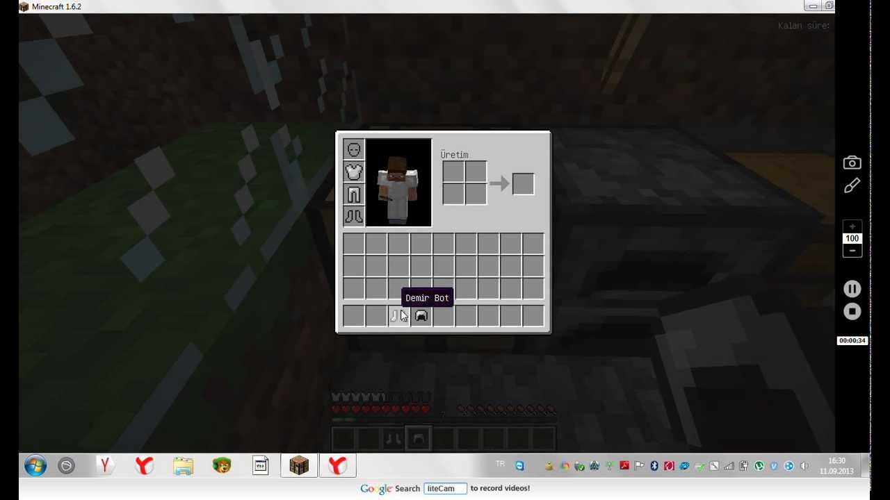 minecraft demir kask ,ayaklık,zırh ve pantolon yapımı - YouTube