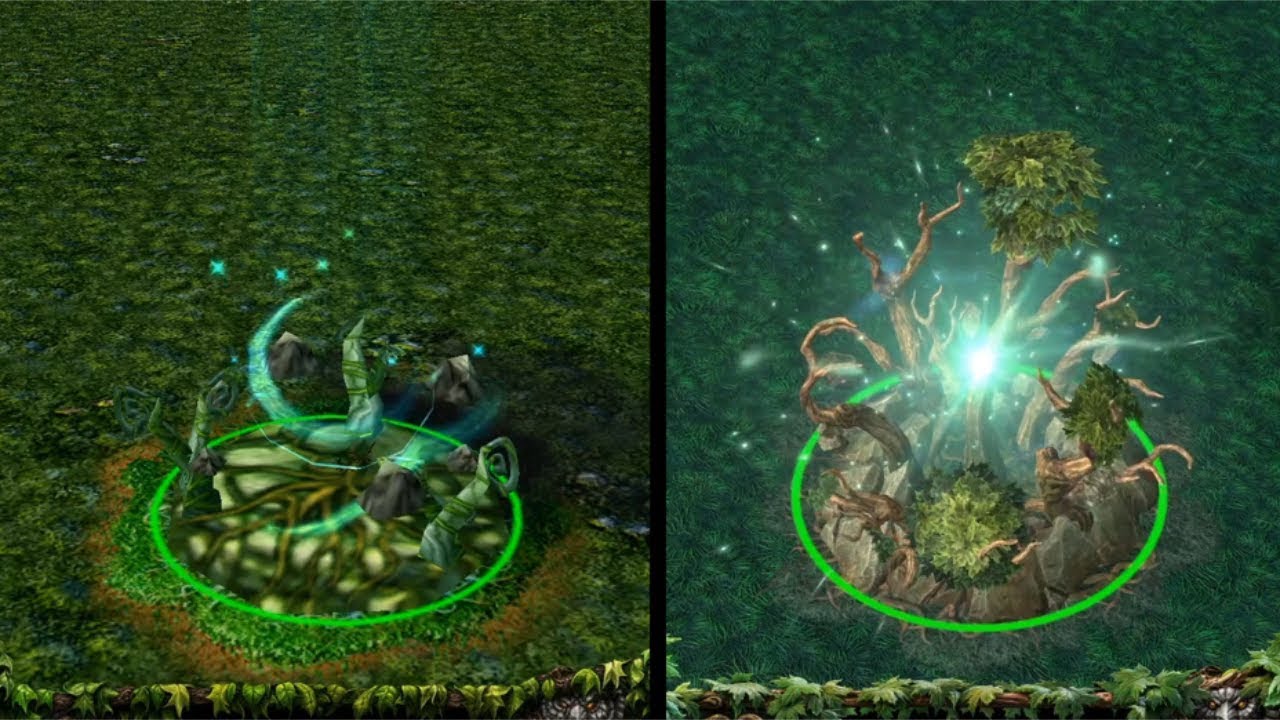 Night Elf Building Animation Comparison (Reforged vs Classic) - YouTube