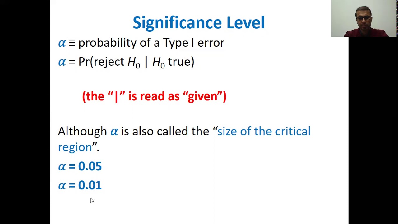Significant Level and Power of the Test - YouTube