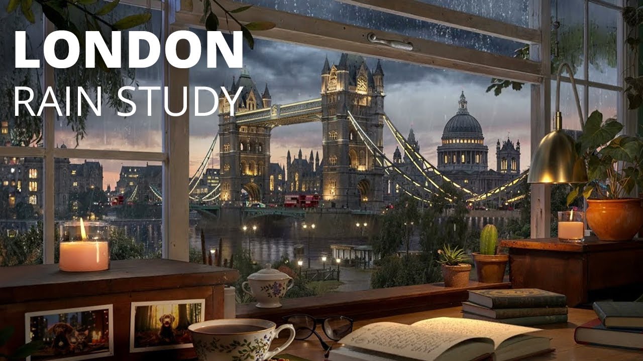 London Evening Ambience with Gentle Rain / For Studying and Relaxing ...