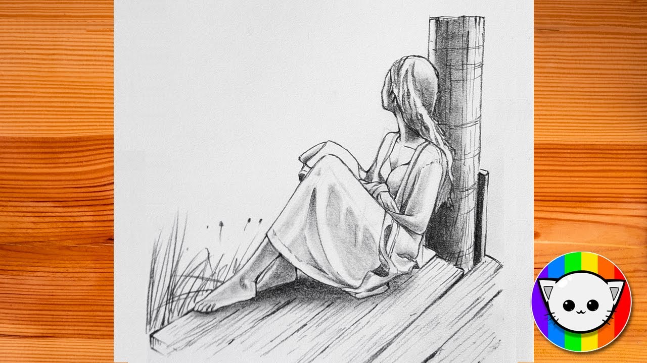 Pencil sketch tutorial || How to draw a lonely girl step by step - YouTube