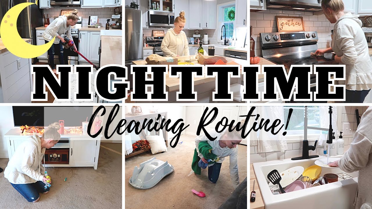 NIGHT TIME CLEANING ROUTINE | CLEAN WITH ME | MOM OF 3 | REALISTIC ...