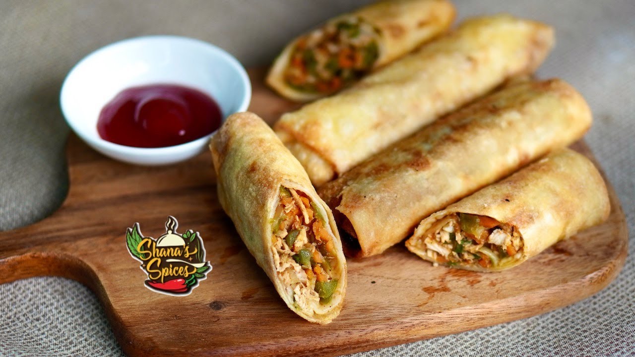 Chicken and vegetable Spring Rolls - YouTube