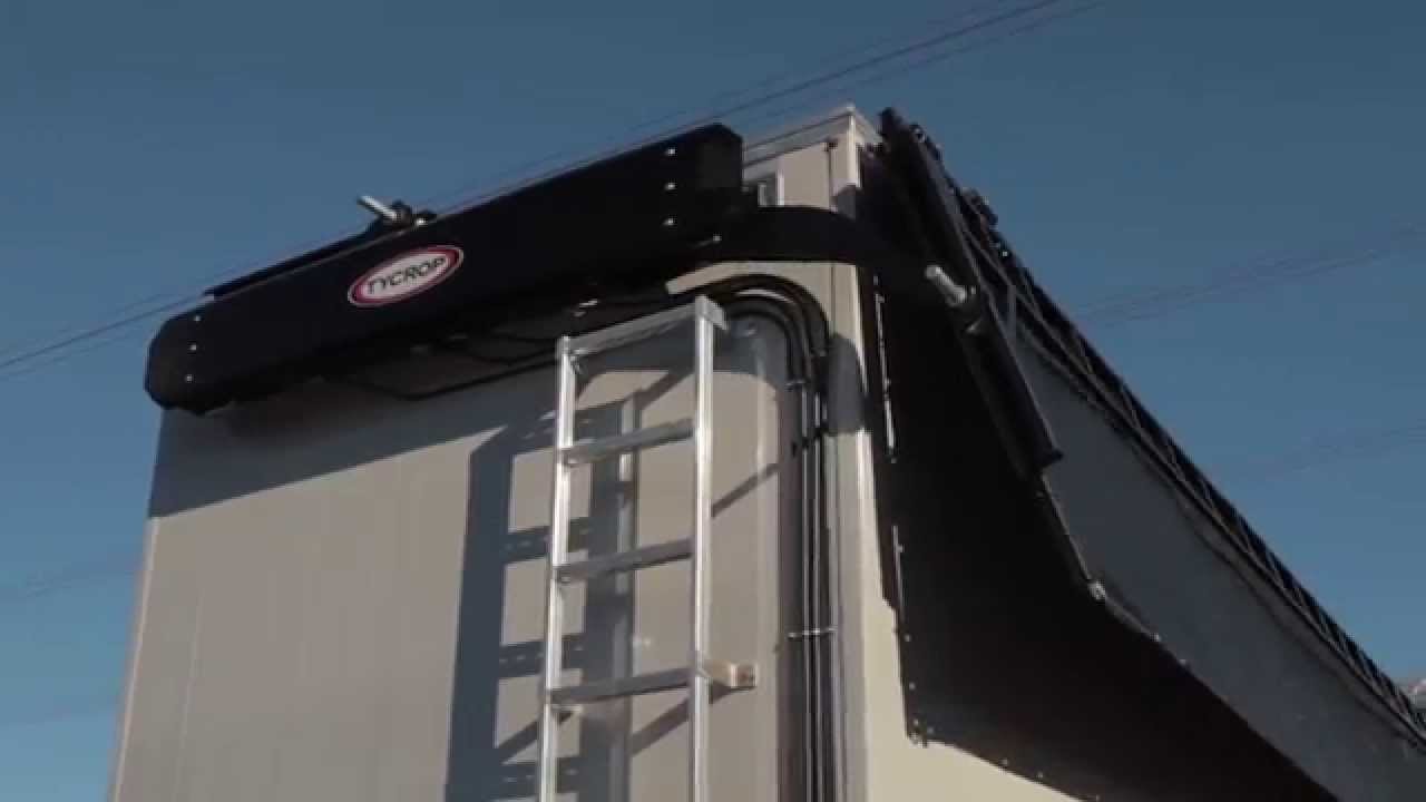 TYCROP Trailers - SmoothFlow Flip-Top Tarp Operation - YouTube
