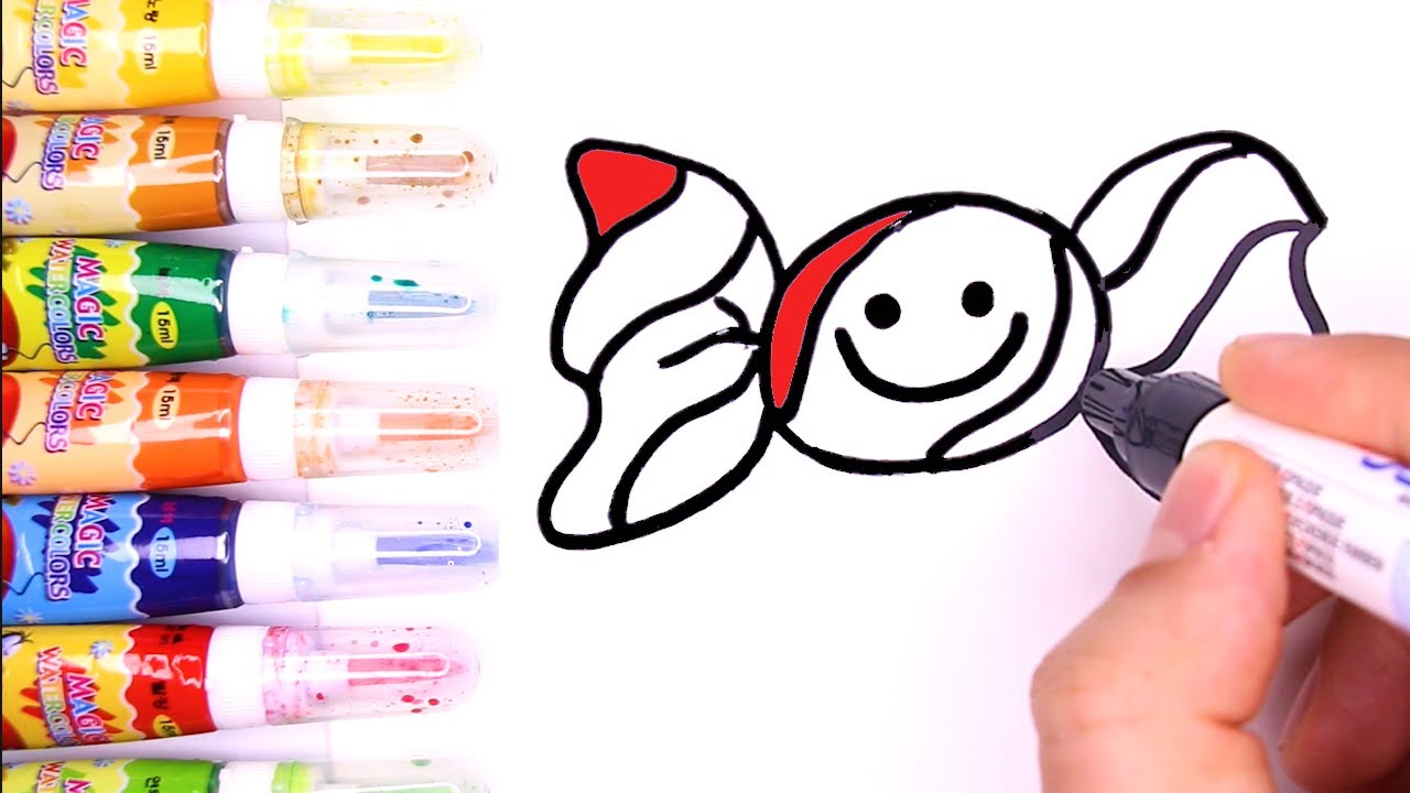 Drawing Candy Sweet🍬t: Easy Watercolor Painting for Kids | Simple ...