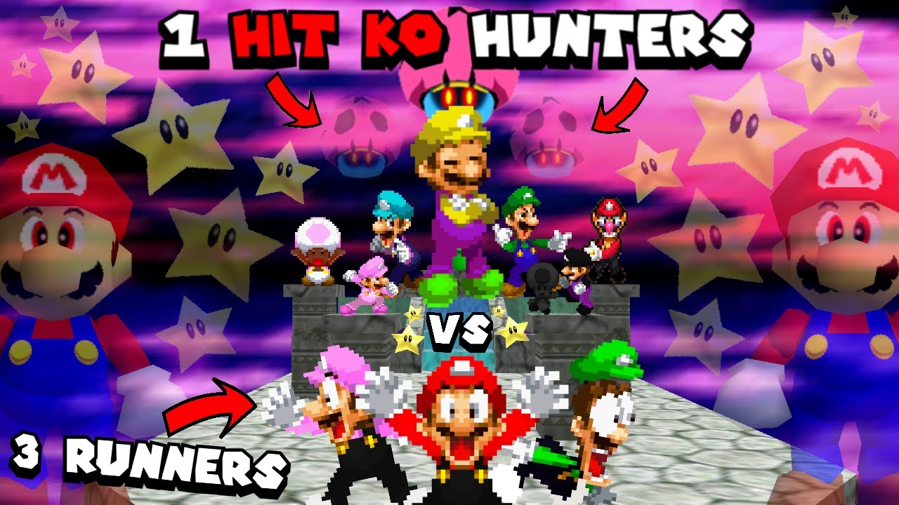 3 Runners VS 1 Hit KO Hunters - Mario 64 Hunters - YouTube