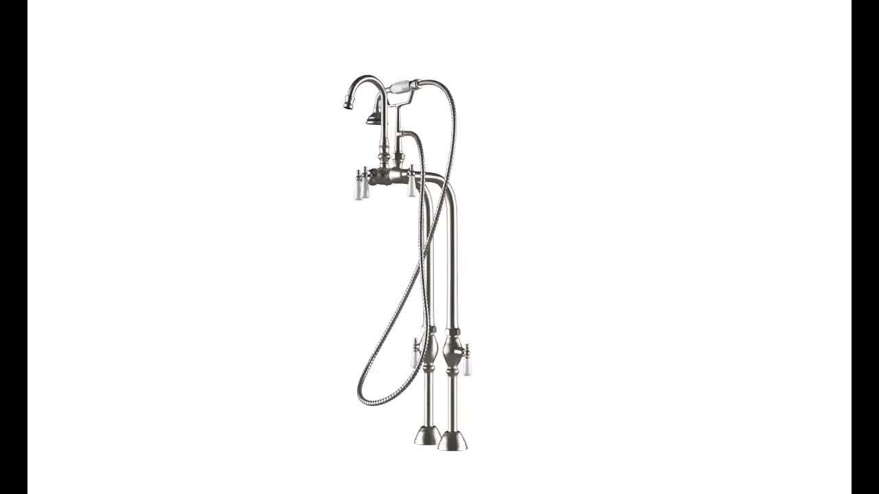 Cambridge Plumbing Brushed Nickel Gooseneck Faucet & Freestanding Water ...