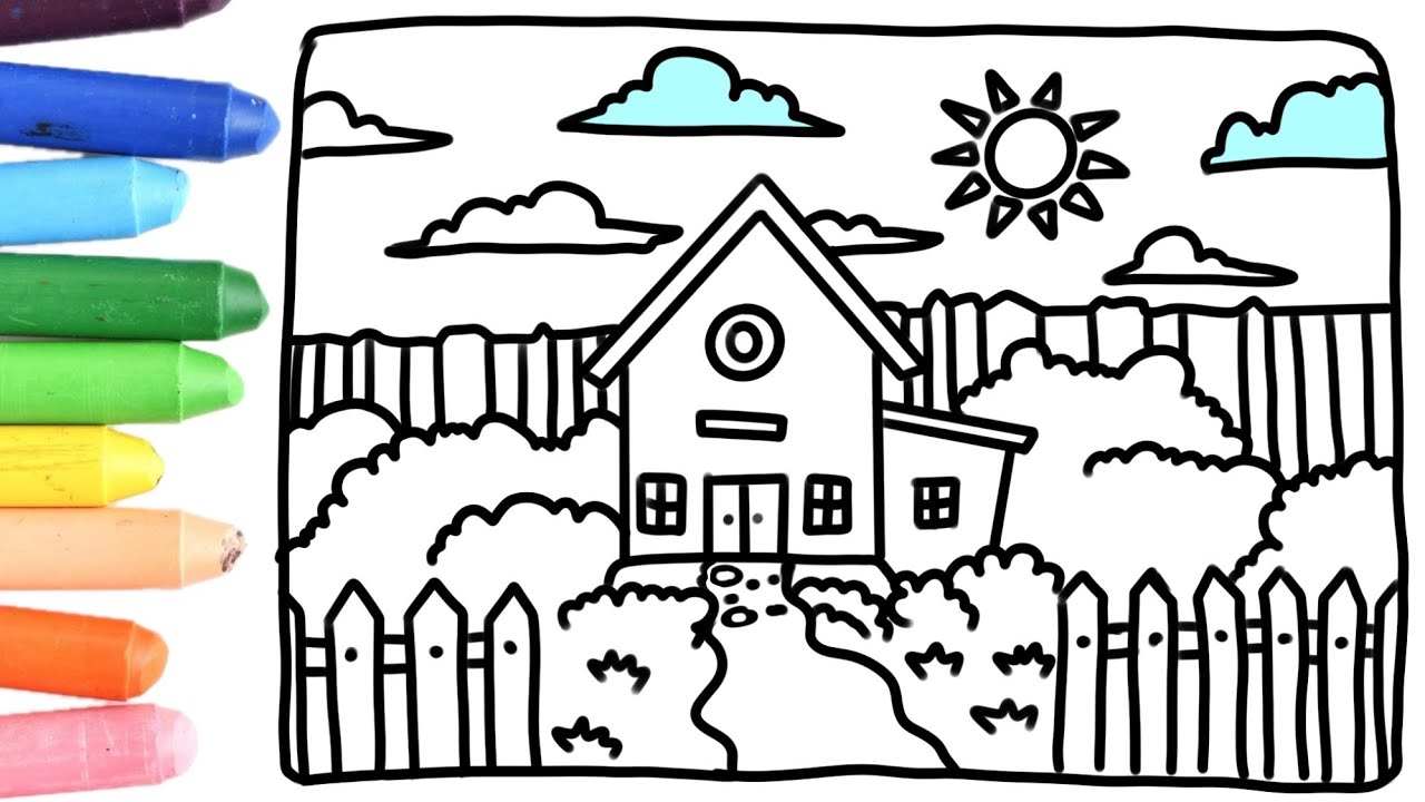 How to Draw and Coloring Villa Step by Step Tutorial | #kids #art - YouTube
