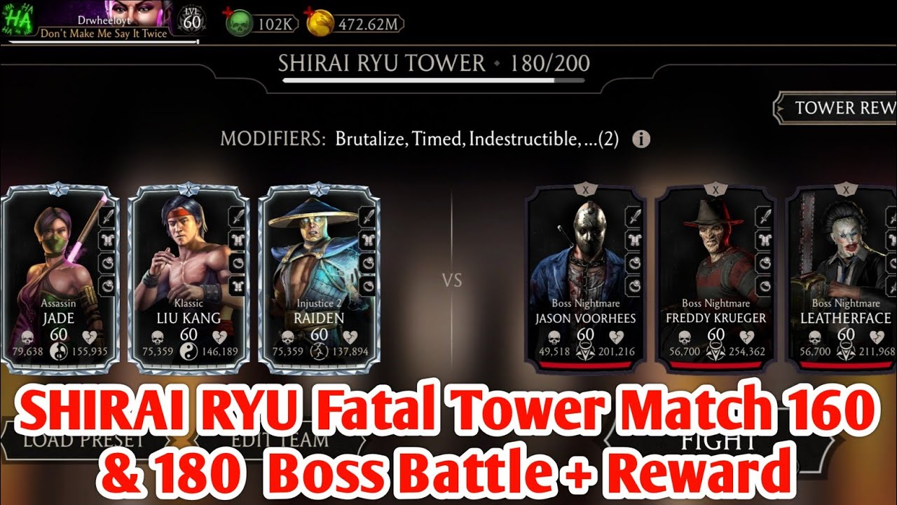 SHIRAI RYU FATAL TOWER March 160 & 180 Boss Battle + Reward - YouTube