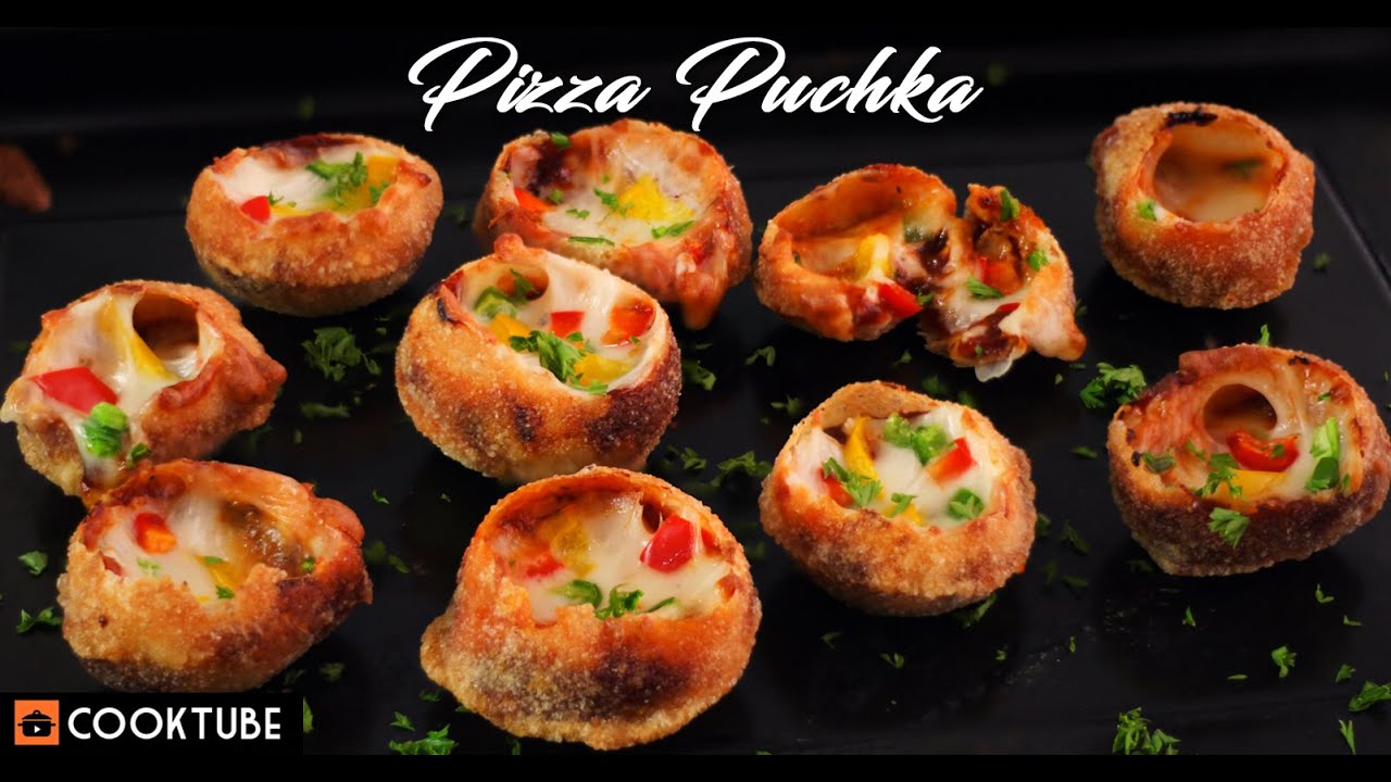 Pizza Puchka Recipe | Homemade Pizza Pani Puri | Indian Pizza Snacks ...