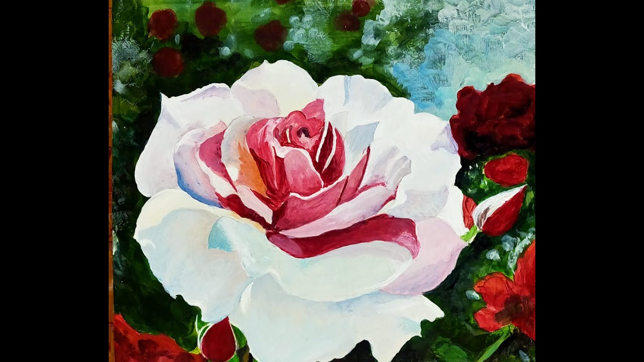 Rose Painting Acrylic Tutorial | painting tutorial acrylic | Christmas ...