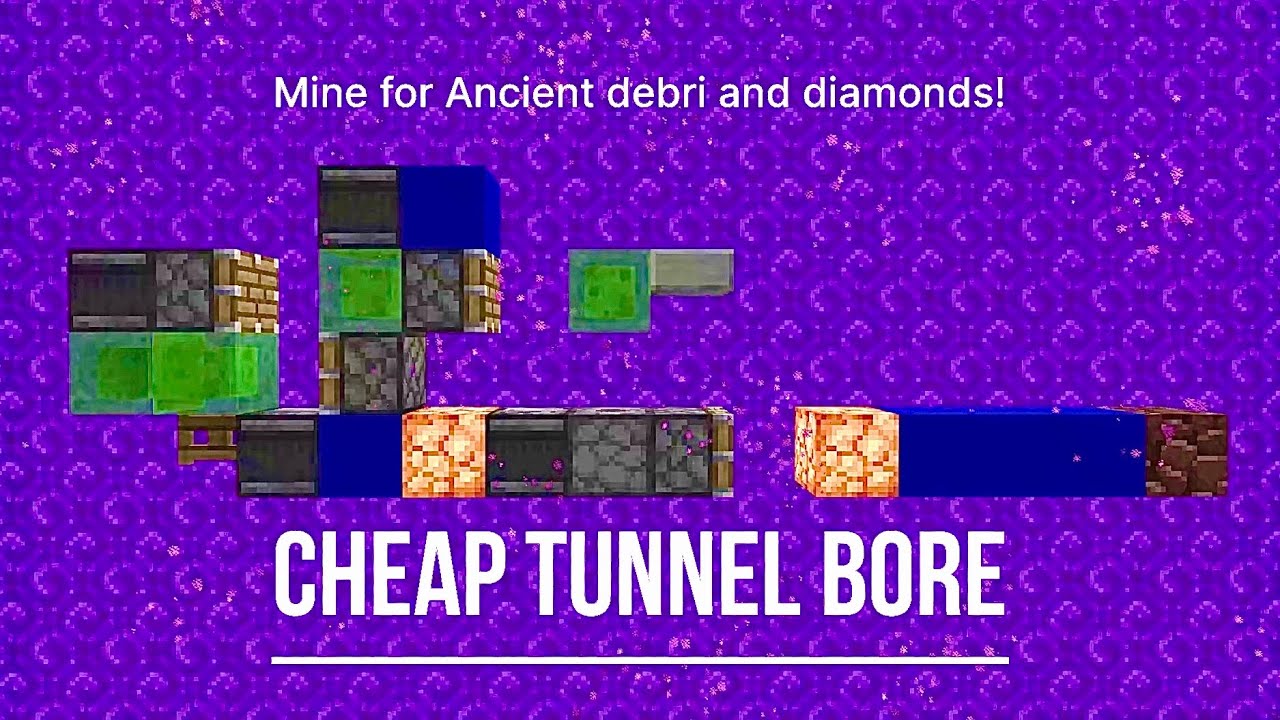 Cheap tunnel bore tutorial for Minecraft bedrock - YouTube