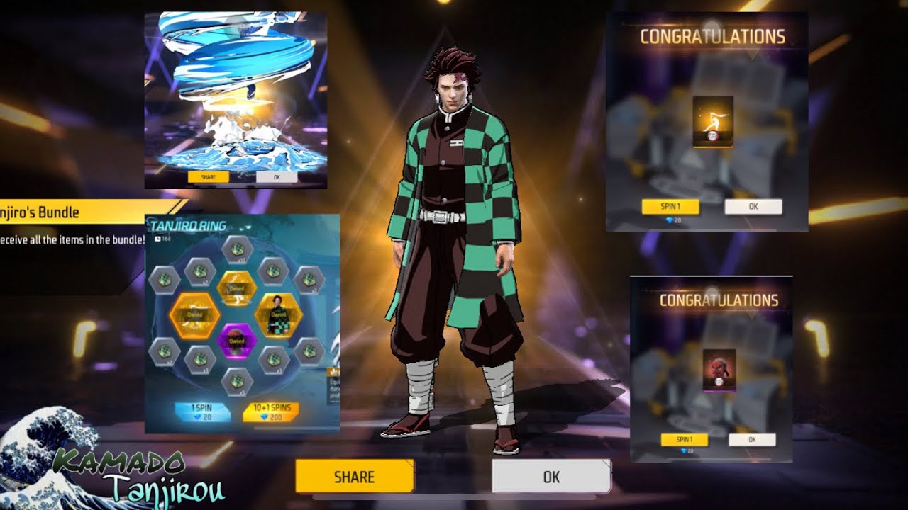 TANJIRO RING EVENT FREE FIRE 🔥 I GOT MY FAVORITE HERO BUNDLE KAMADO ...