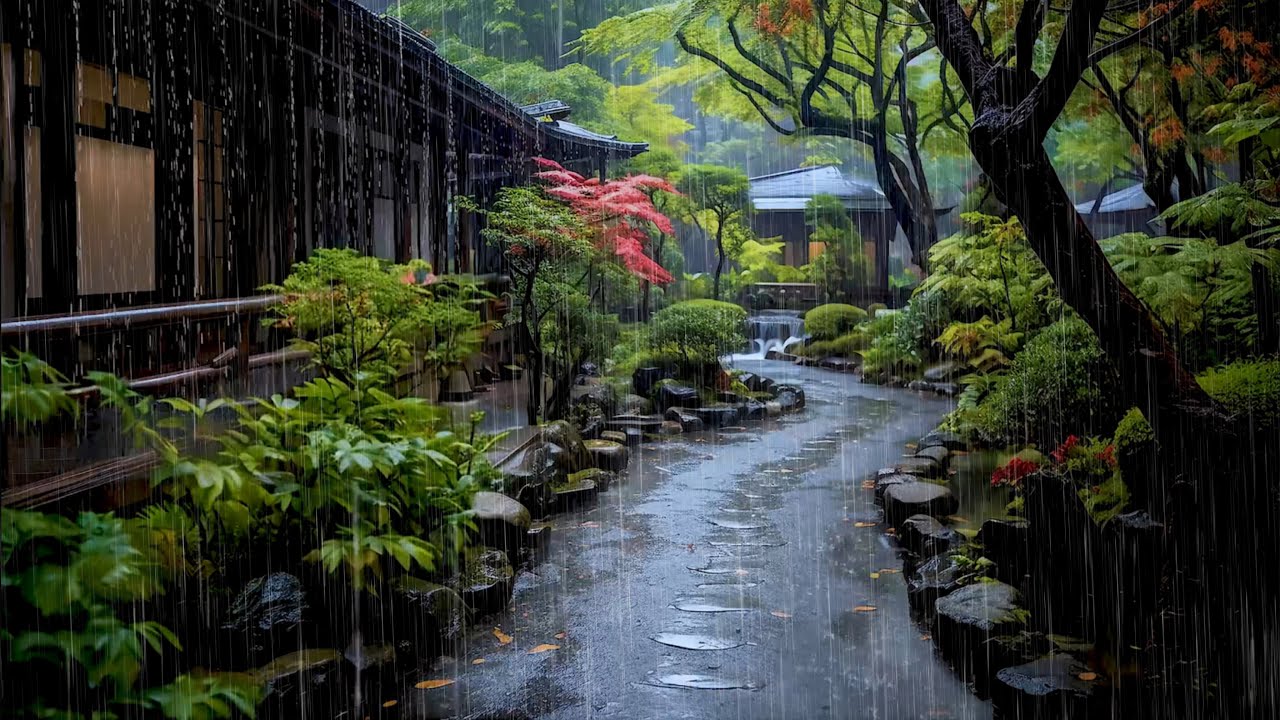 Relaxing Feeling From Rain Sound in Japanese Village 🍀 Rain Help ...