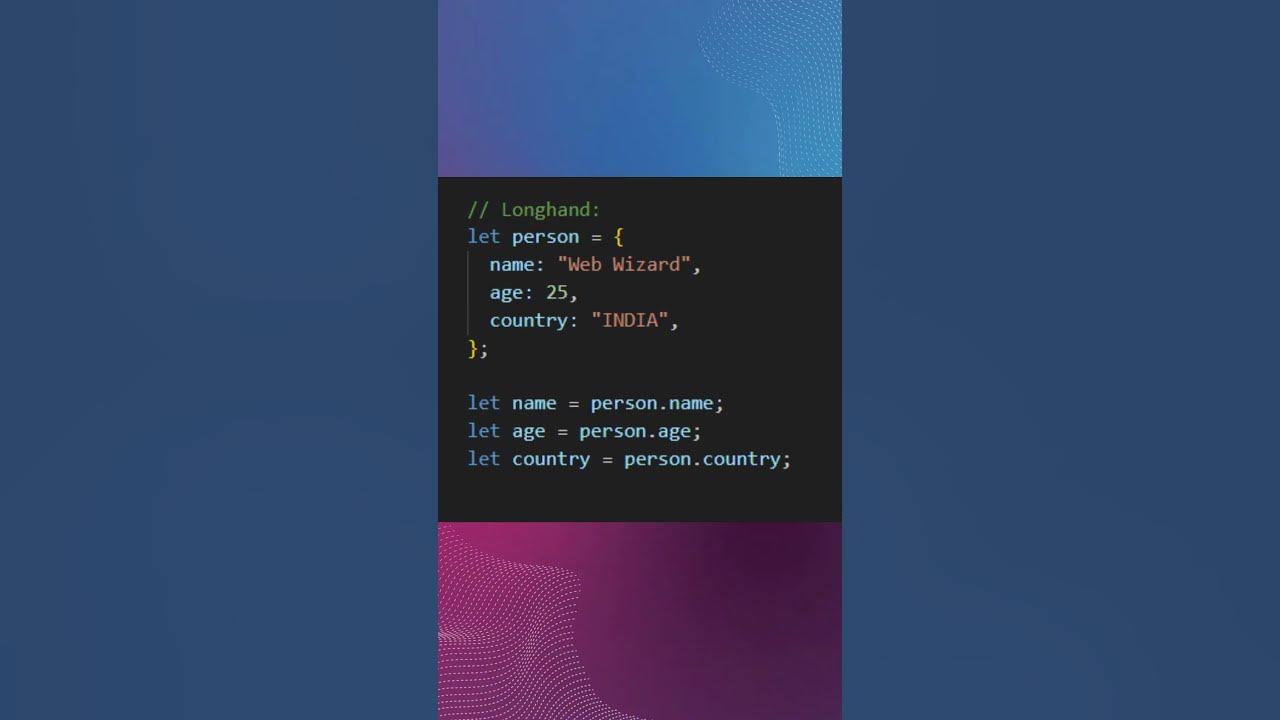 Javascript Shortcuts Object Destructuring Youtube