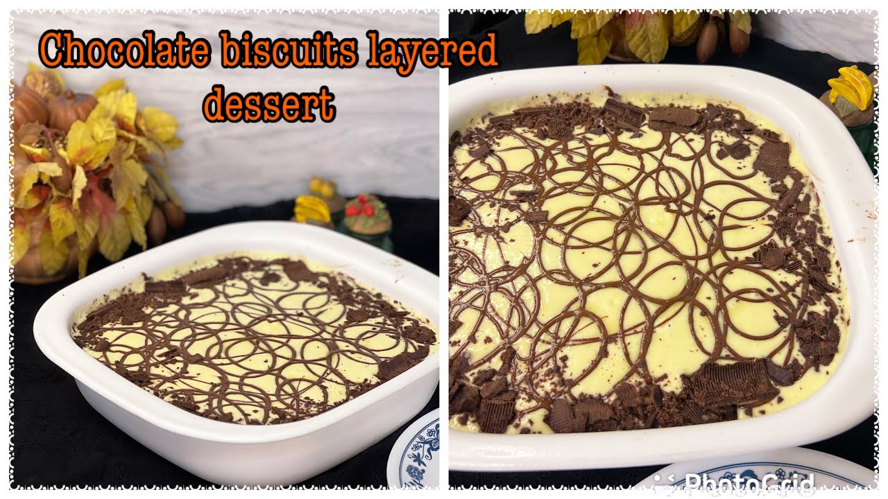 Chocolate and biscuits layered dessert | chocolate pudding dessert ...