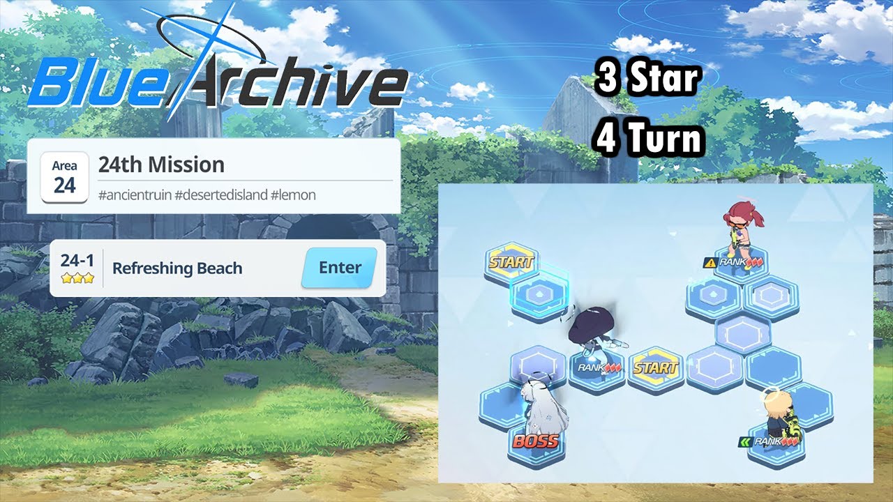 Blue Archive Global - Story Stage Normal 24-1 (3 Star & 4 Turn Clear ...