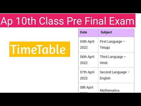 Ap 10th Class Pre-Final Exam Timetable 2022 || Ap SSC Pre-Final Exam ...