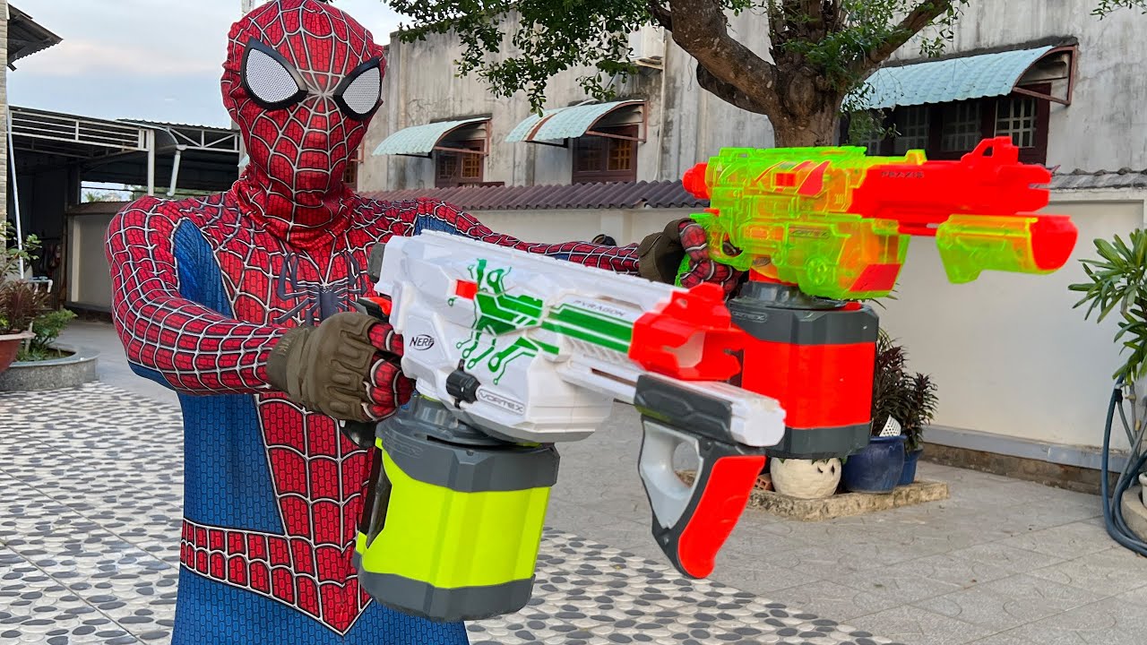 SPIDER-MAN Nerf Gun 2 - Comedy Video (LIVE ACTION) - YouTube