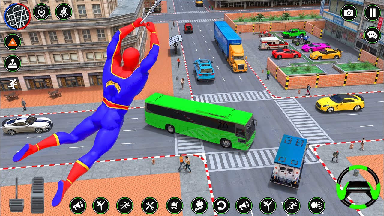 Spider man flying in a City with Rope, Real Spiderman hero story full ...