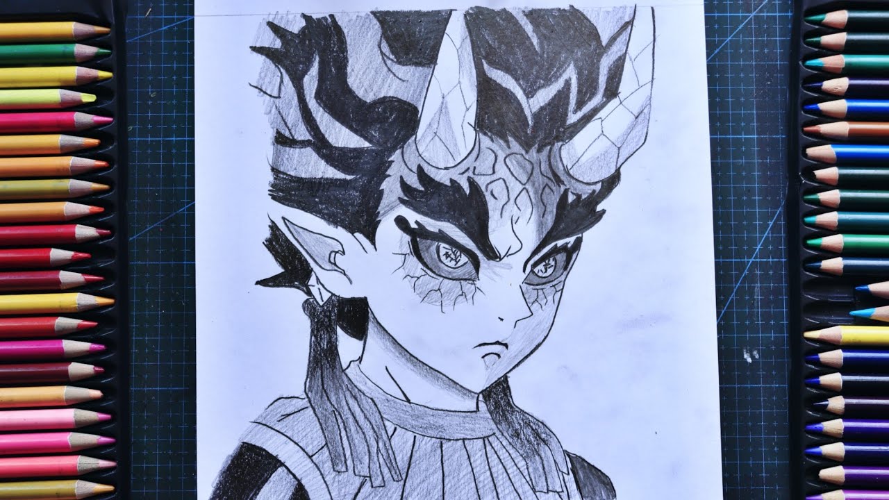 How To Draw Upper Moon 4 HANTENGU || Demon Slayer || Anime Drawing Step ...