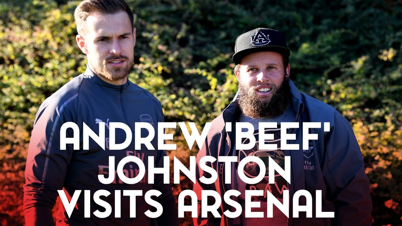 Andrew 'Beef' Johnston visits Arsenal Training Centre - YouTube