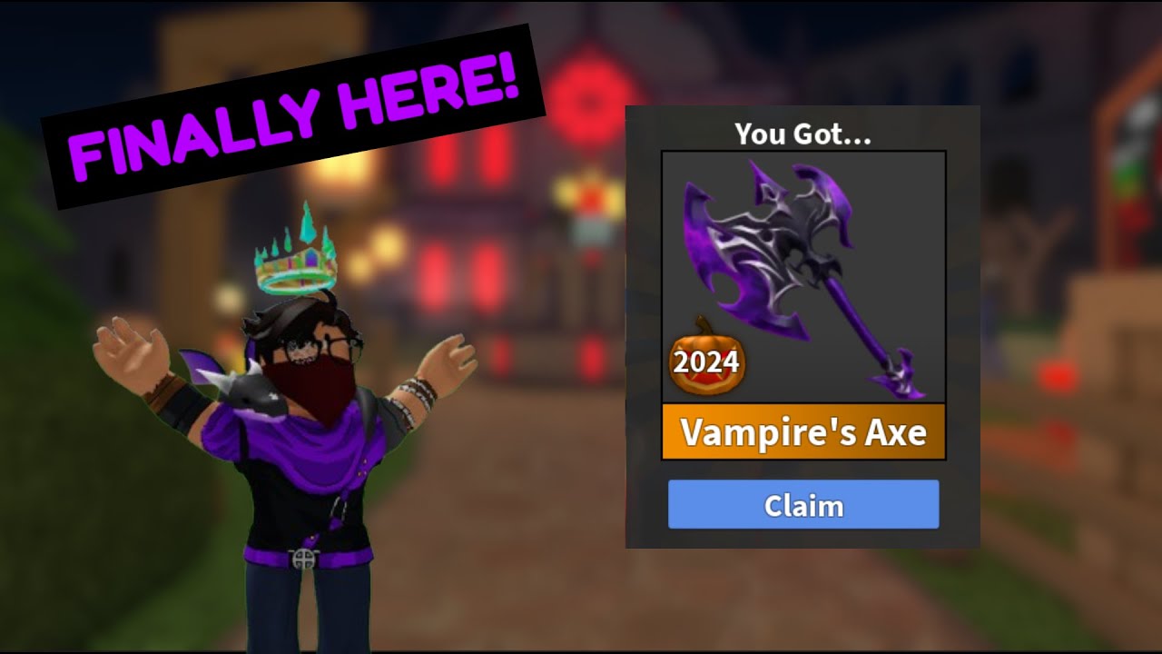 Claiming my PURPLE VAMPIRE'S AXE in MM2 LIVE! - YouTube
