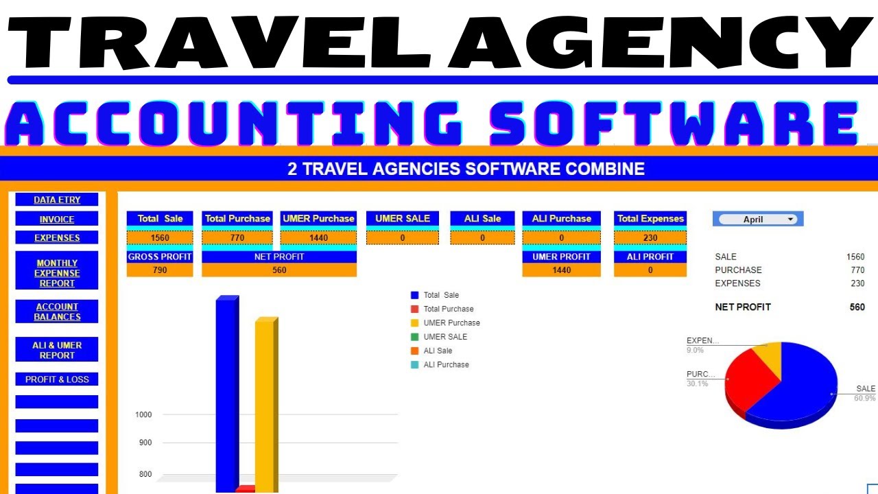 Excel Accounting software for Travel Agency Combine of 2 agencies - YouTube