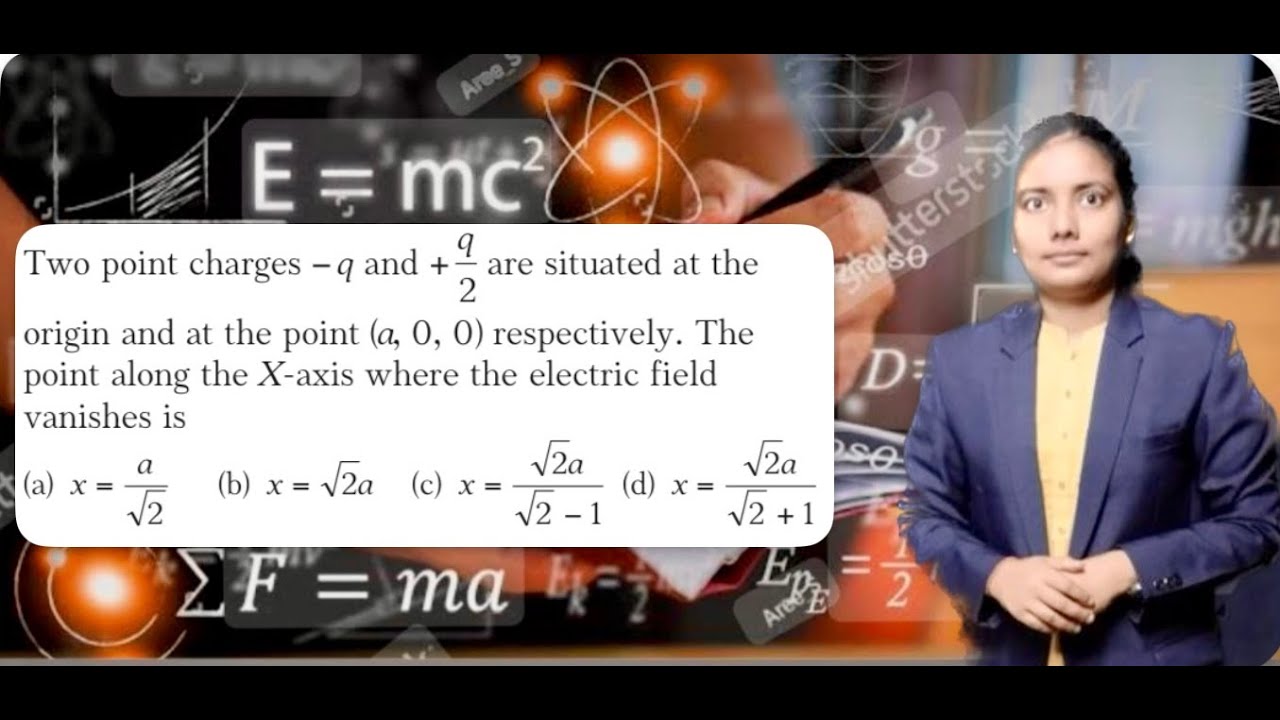 Two point charges -q1 and + q/2 are situated at the origin and at the ...
