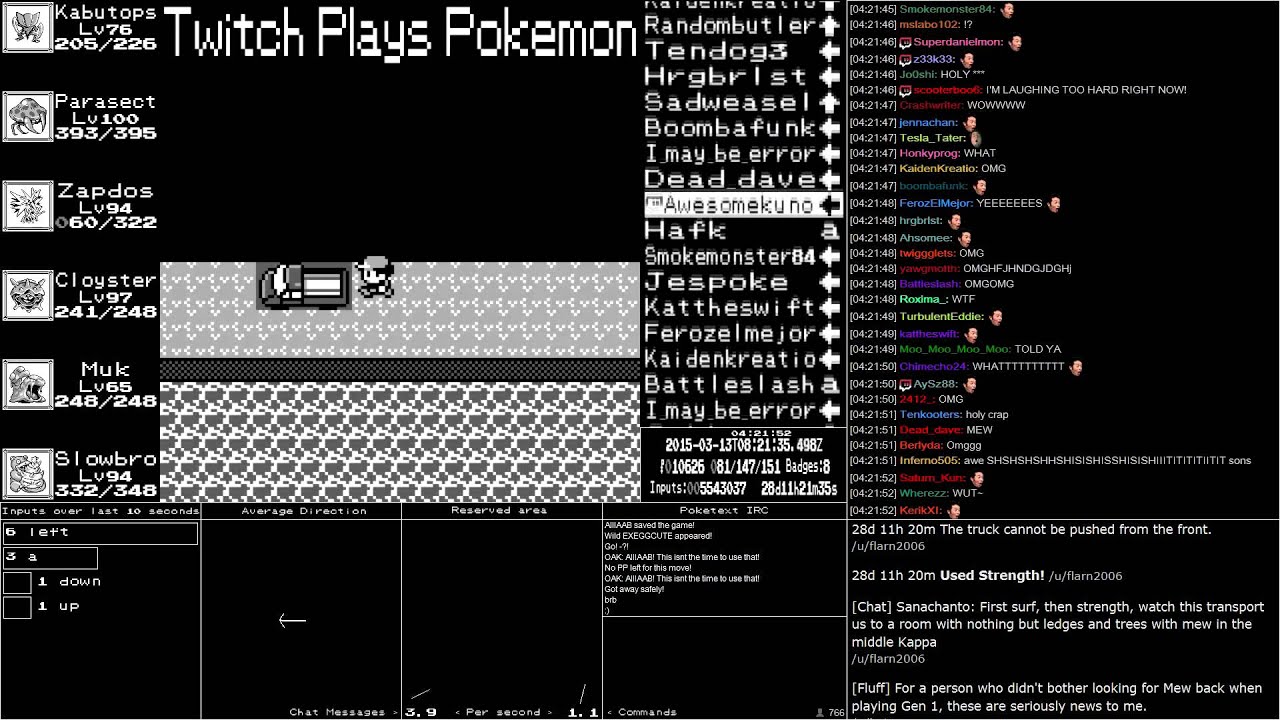 Twitchplayspokemon - Anniversary Red - Finding mew under truck ( Stats ...
