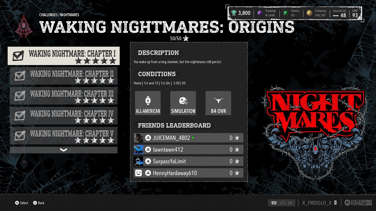 EA Sports College Football 26 Ultimate Team - Nightmares " Origins ...