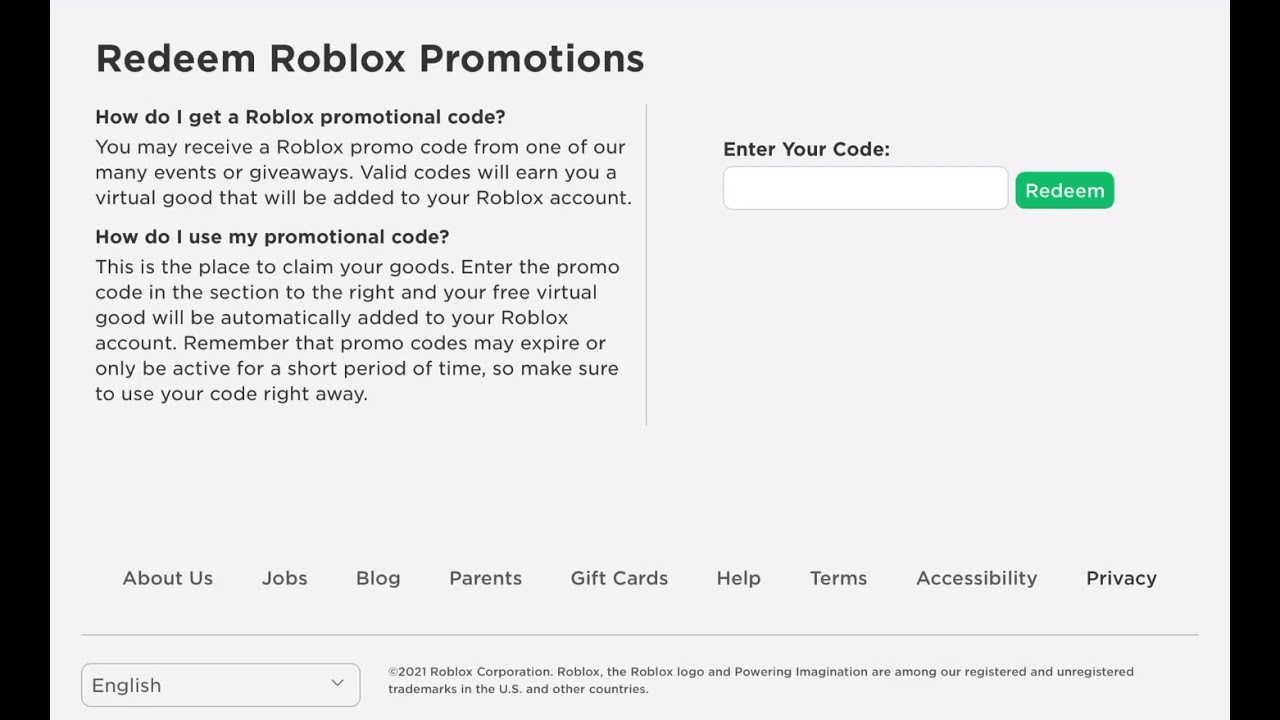 Roblox Promocode 2021 - YouTube