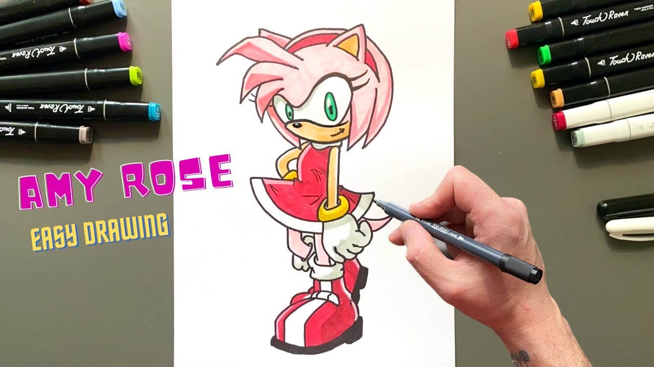 How to DRAW Amy Rose | Sonic Hedgehog - YouTube