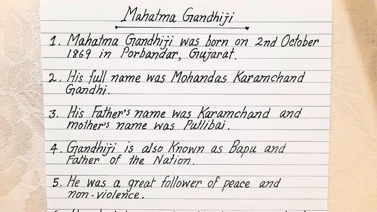 10 lines on Mahatma Gandhi in English Essay Writing Learn Essay - YouTube