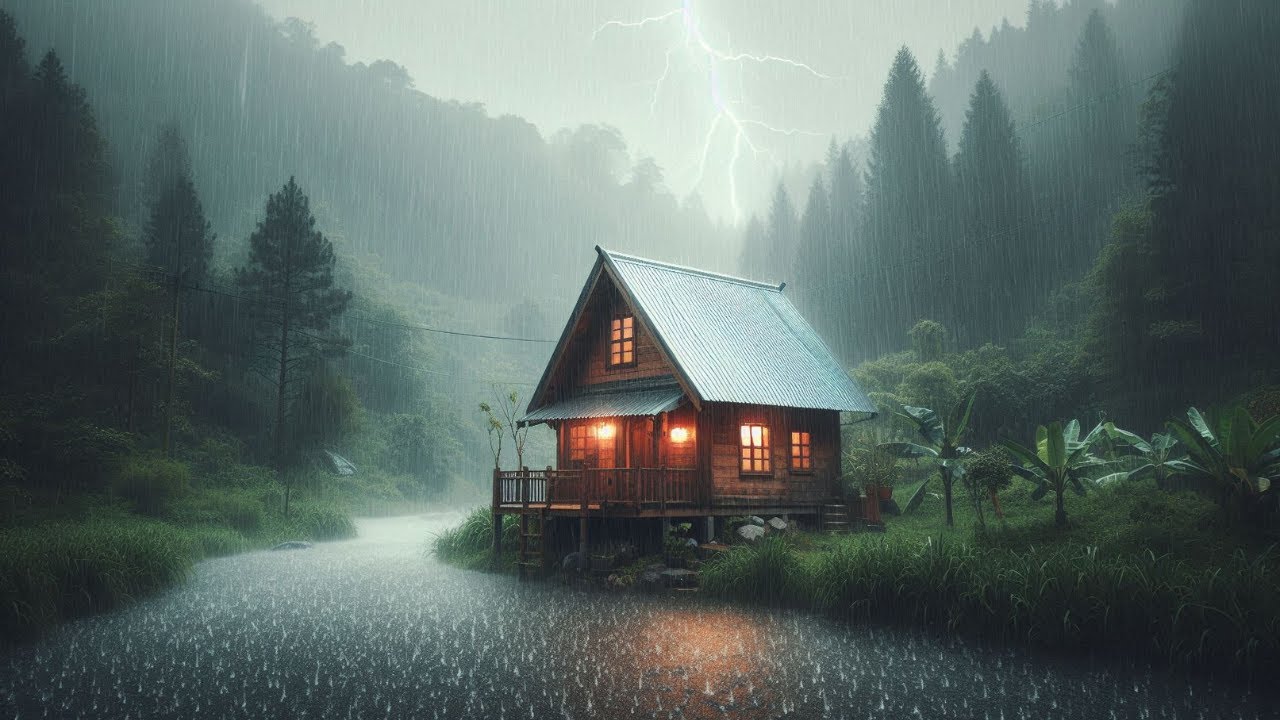Cozy Rainy Night Ambience for Comfort & Rest | Relaxing Music + Rain ...