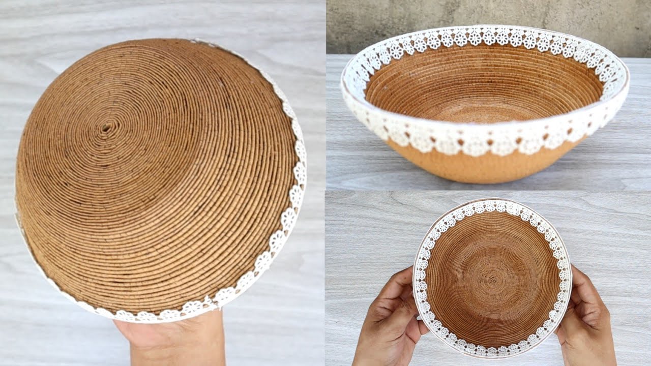 CARDBOARD BOWL BASKET | Aesthetic Bowl Made From Cardboard Recycle ...