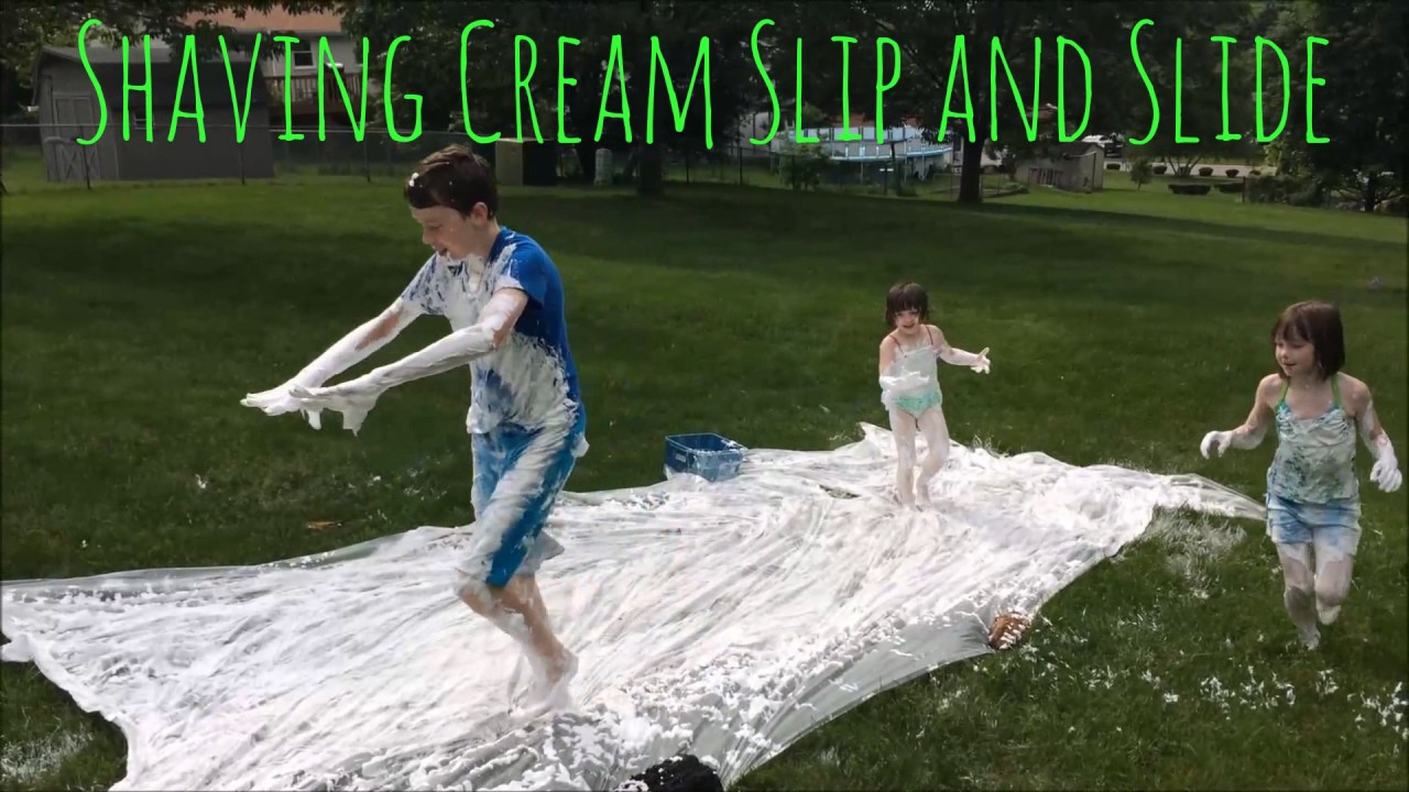 Shaving Cream Slip and Slide=Messy Fun! - YouTube