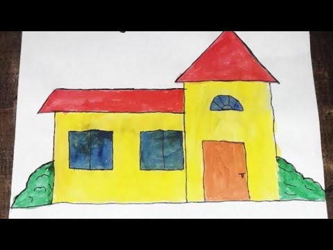 ghar ki drawing draw a ghar simple drawing water color drawing - YouTube